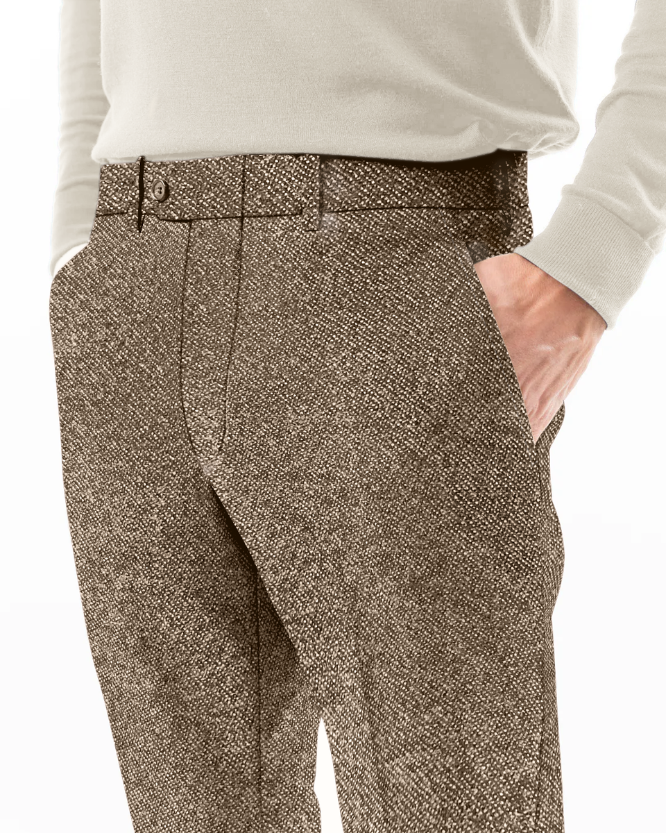 Super 130s Wool Water Resistant Flannel Dress Trouser, Brown – Hertling USA
